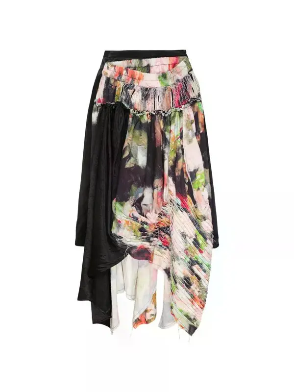 CAROLINE HU Slashing Layered Skirt - Black
