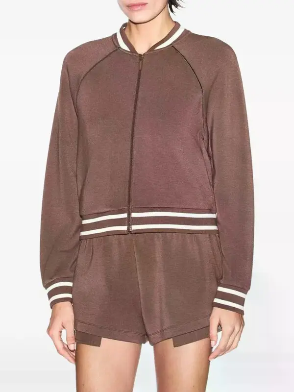 Armani Exchange Striped Trim Zip-up Sweatshirt