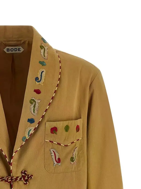 BODE Feather Runner Smoking Embroidered Blazer - Neutrals