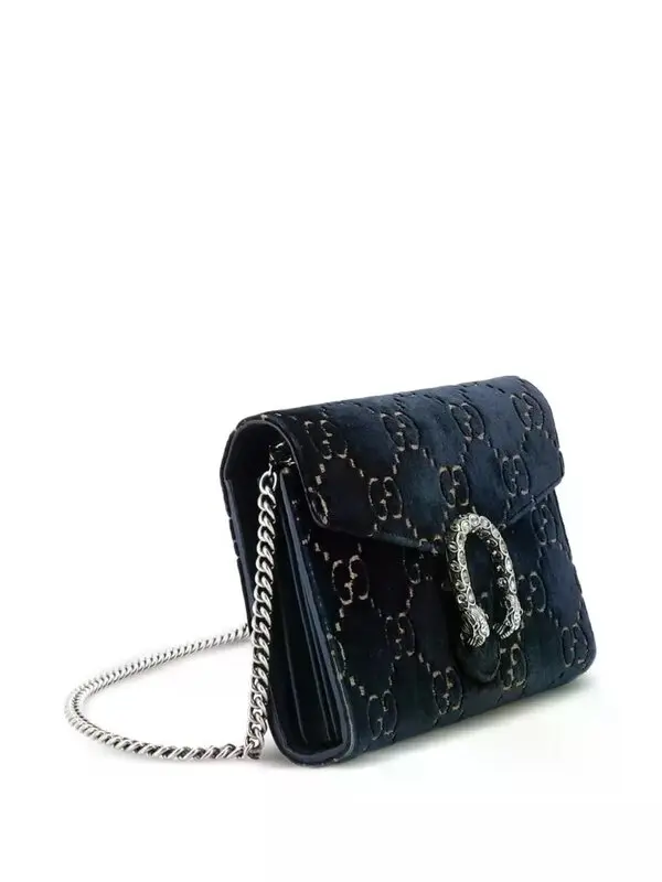 Gucci Dionysus Chain Wallet Gg Velvet Small Crossbody Bag - Blue