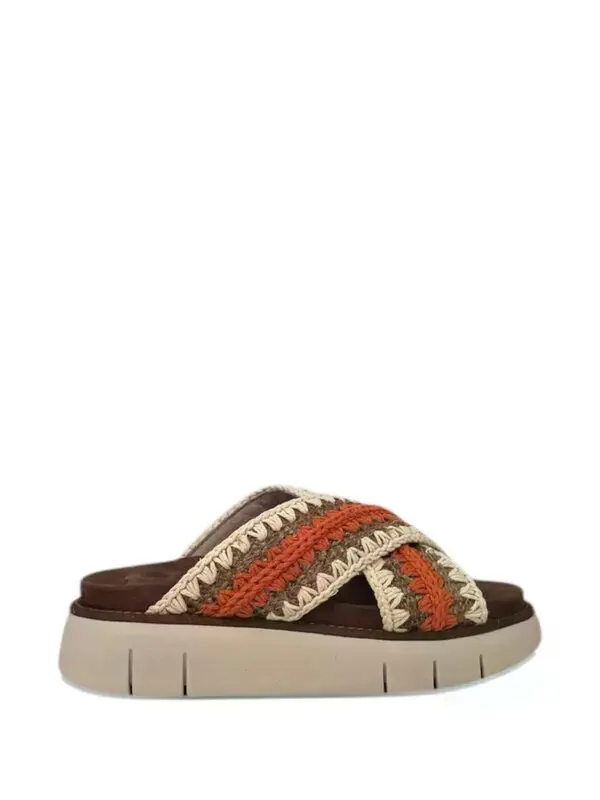 Mou Bounce Woven-strap Platform Sandals - Orange