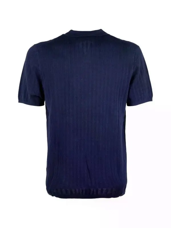 PEOPLE OF SHIBUYA Ribbed-knit Short-sleeve T-shirt - Blue
