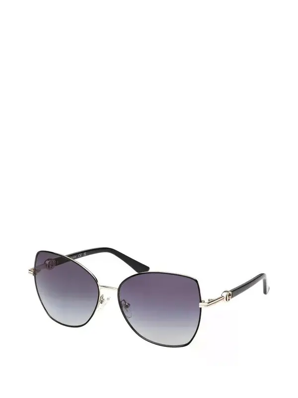 Guess Butterfly-frame Sunglasses With Gold-tone Logo - Black