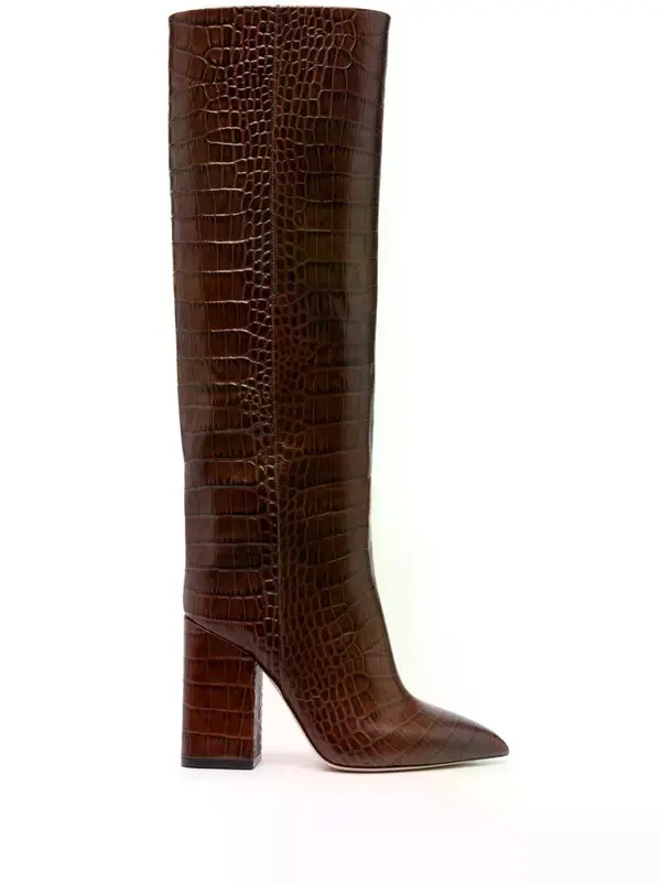 Paris Texas 100mm Crocodile-effect Leather Knee-high Boots - Brown
