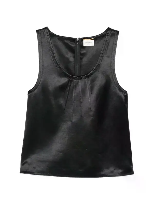 Saint Laurent Cassandre Pleated Top - Black