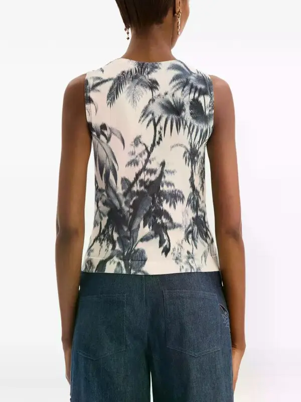 Oscar De La Renta Chiné Palm Leaves Tank Top - Neutrals