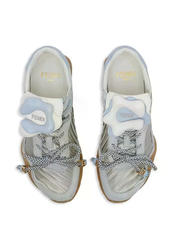 Fendi Wave Sneakers With Flower-patch Detail - Grey