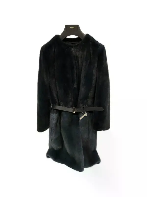 Fendi Belted Faux-fur Coat - Blue