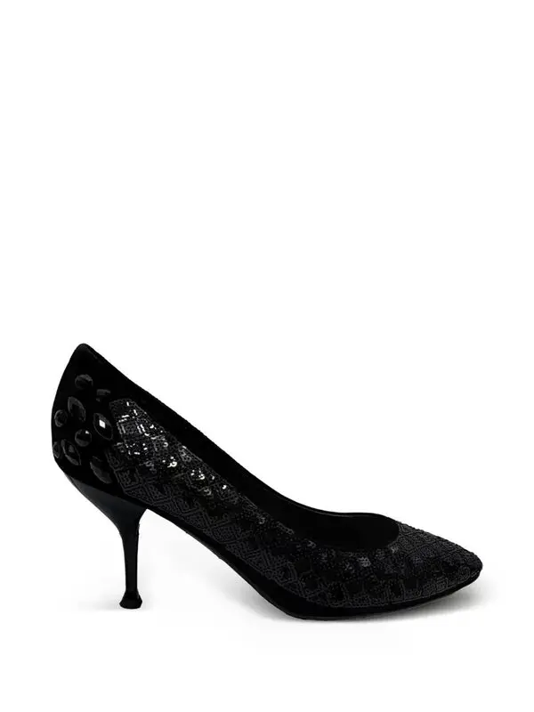 GIUSEPPE ZANOTTI Sequinned Almond-toe Pumps - Black