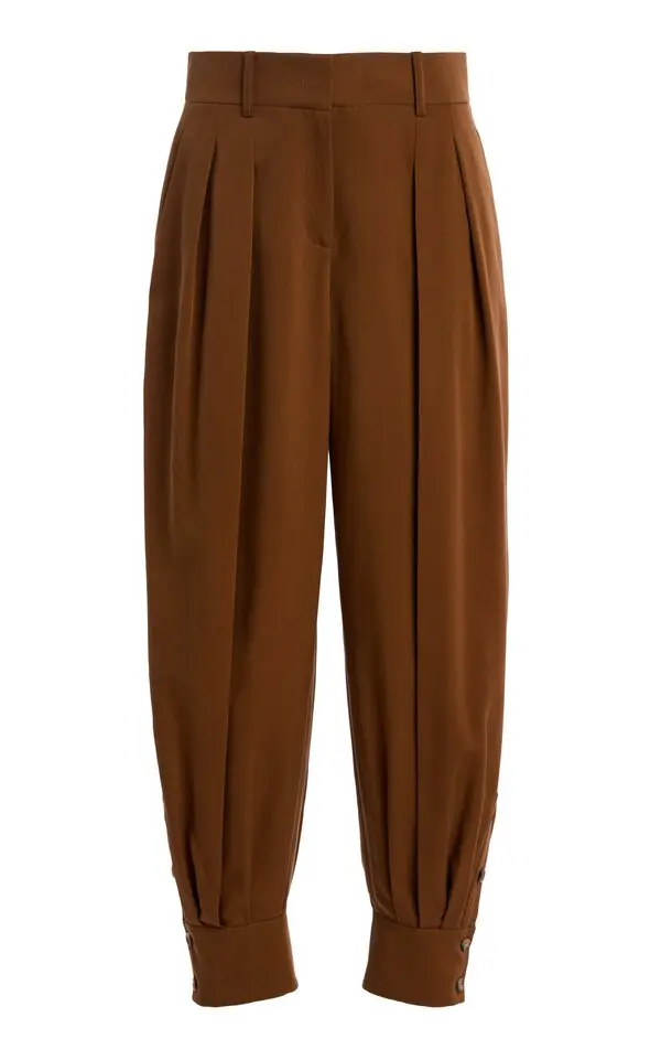 Michael Kors Silk Gabardine Tapered Trousers - Brown