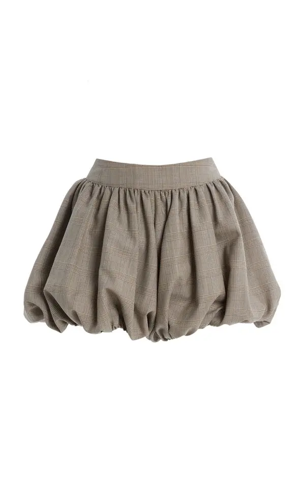 THE FRANKIE SHOP Alina Plaid Wool-blend Bloomer Shorts - Grey