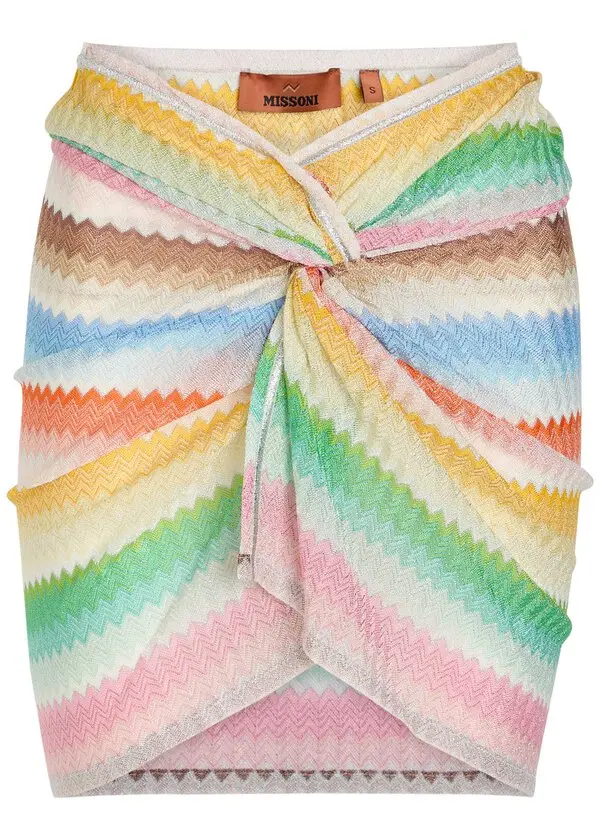 Missoni Striped Metallic-knit Mini Beach Skirt - Multicoloured