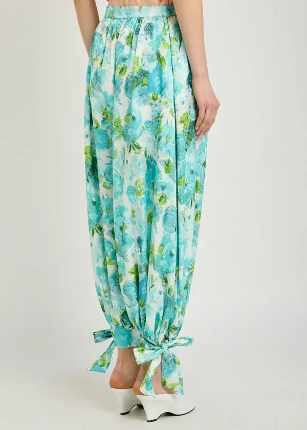 Chloé Printed Balloon-leg Silk Trousers - Blue