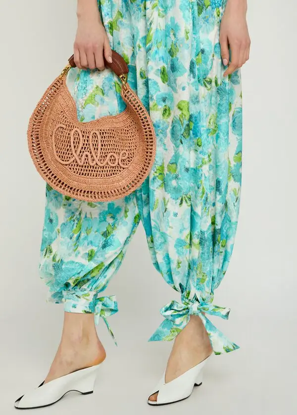 Chloé Printed Balloon-leg Silk Trousers - Blue