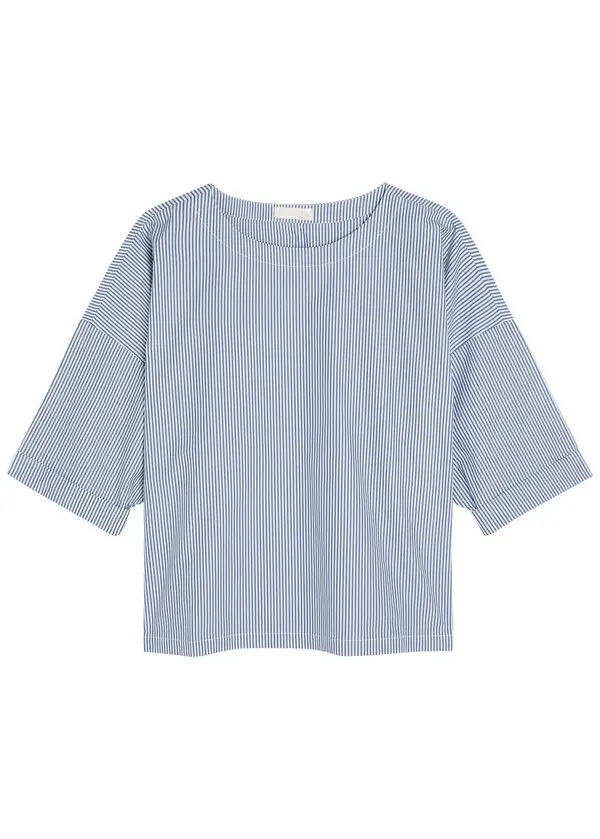 Suzie Kondi Striped Cotton Poplin Top - Navy