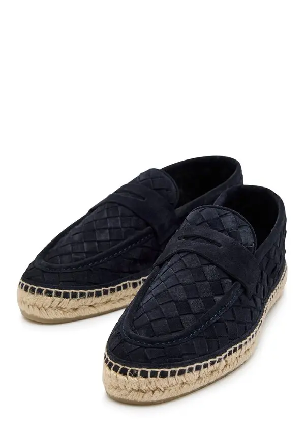 CastaÑer Nilo Braided Suede Espadrille Loafers - Navy