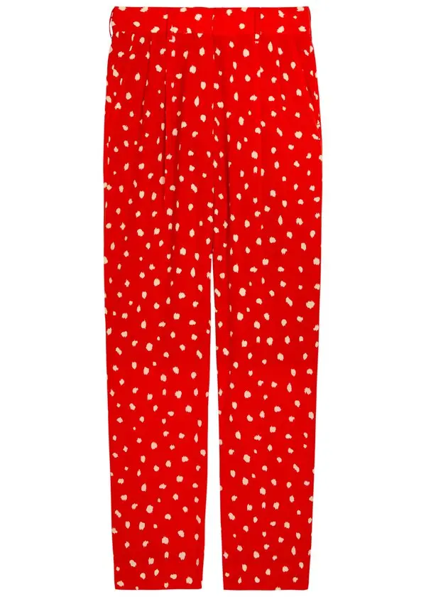 BLAZÉ MILANO Polka Dot Silk Straight-leg Trousers