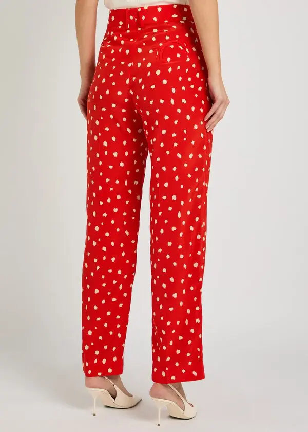 BLAZÉ MILANO Polka Dot Silk Straight-leg Trousers