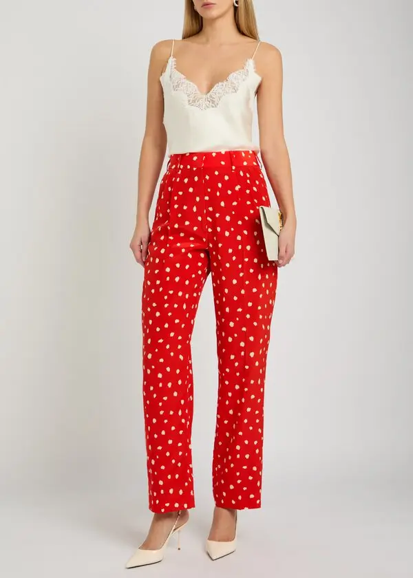 BLAZÉ MILANO Polka Dot Silk Straight-leg Trousers