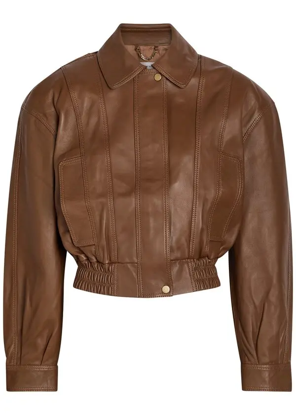 Ronny Kobo Samson Panelled Leather Jacket - Brown
