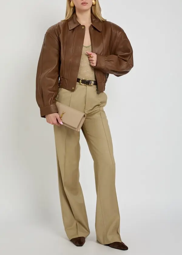 Ronny Kobo Samson Panelled Leather Jacket - Brown