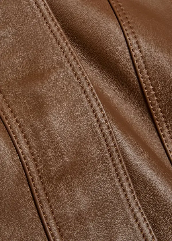 Ronny Kobo Samson Panelled Leather Jacket - Brown