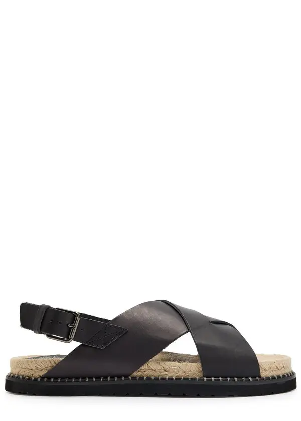 CastaÑer Tiago Leather Espadrille Sandals - Black