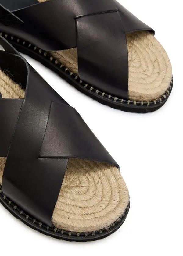 CastaÑer Tiago Leather Espadrille Sandals - Black