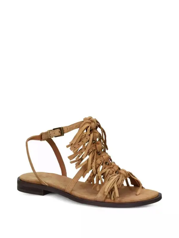Ash Panic Fringed Studded Flat Sandals - Neutrals