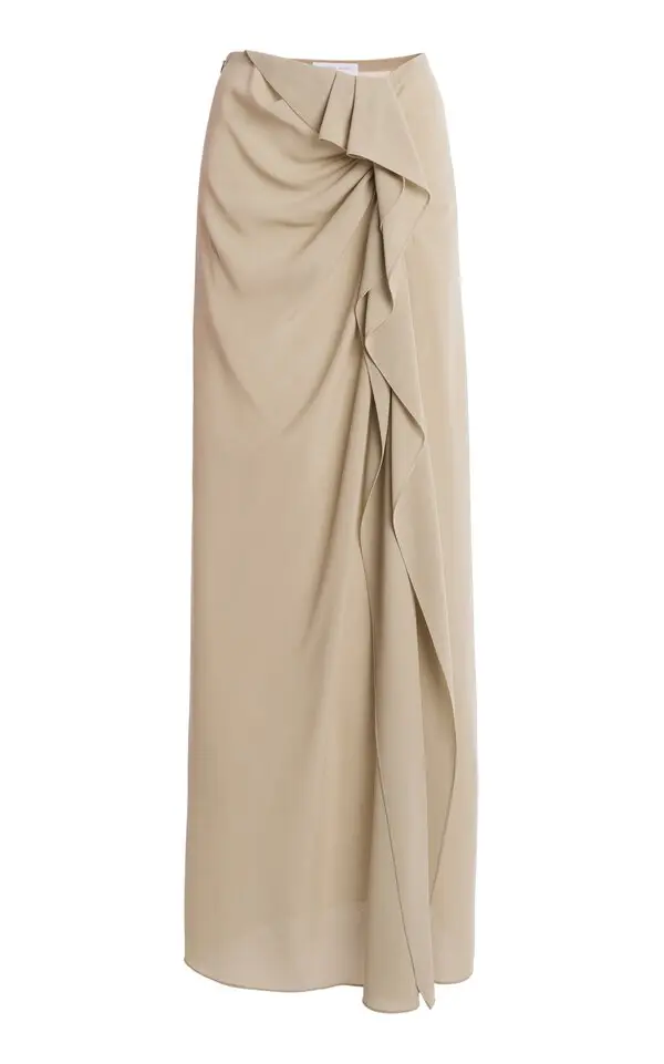 Michael Kors Draped Wool Maxi Skirt