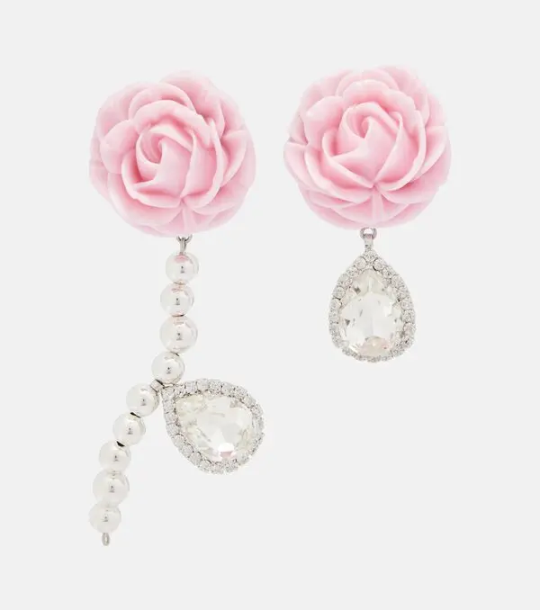 Magda Butrym Rose-embellished Drop Earrings - Pink