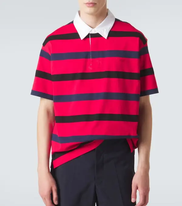 Prada Oversized Striped Cotton Pique Polo Shirt