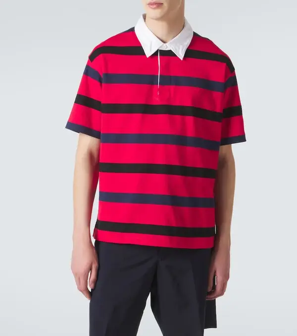 Prada Oversized Striped Cotton Pique Polo Shirt
