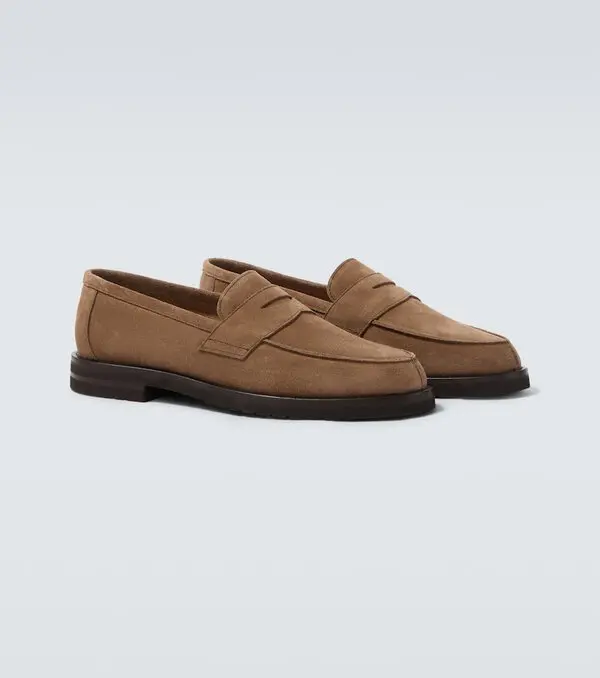 Thom Sweeney Suede Penny Loafers