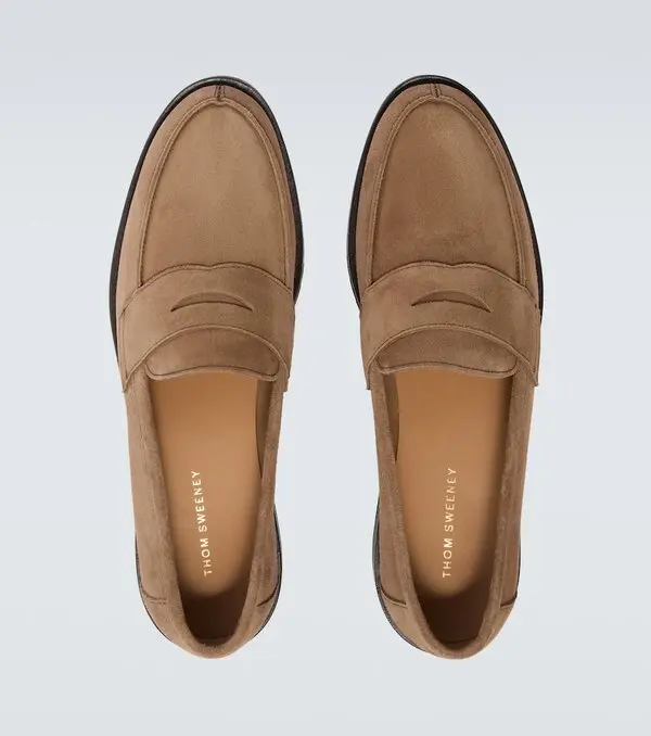Thom Sweeney Suede Penny Loafers