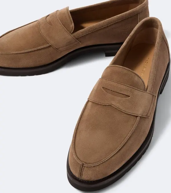 Thom Sweeney Suede Penny Loafers