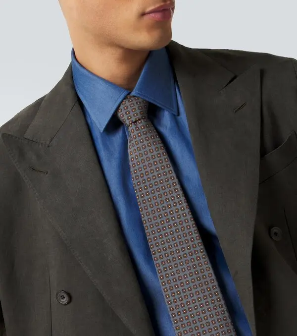 Thom Sweeney Printed Silk Tie - Blue