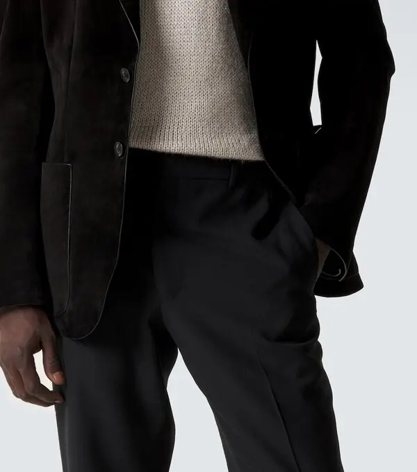 Thom Sweeney Wool Straight Leg Trousers