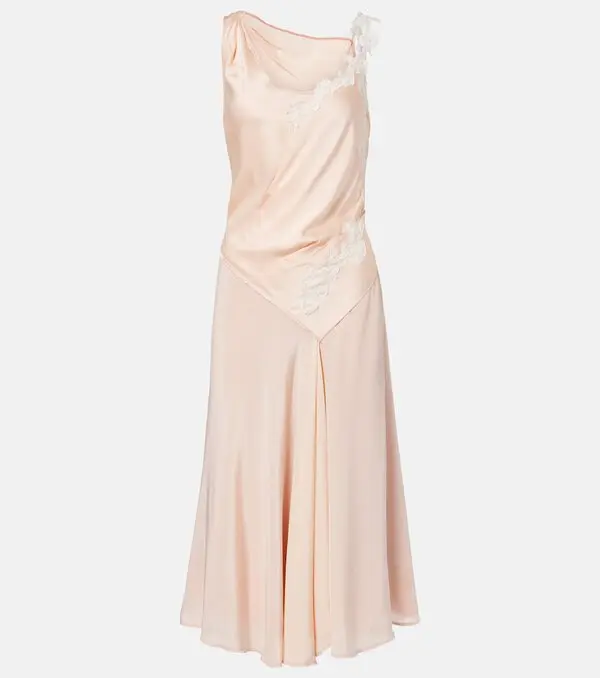Victoria Beckham Lace-trimmed Crepe Satin Midi Dress - Pink