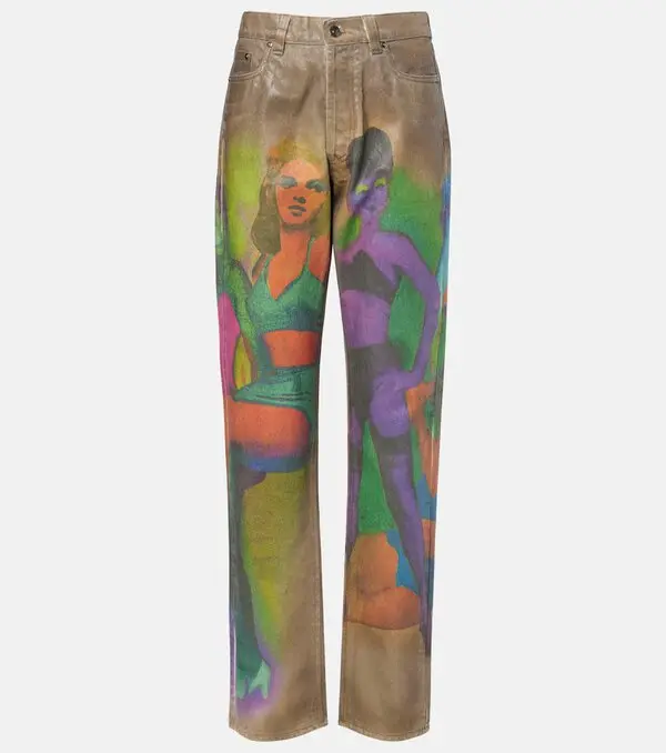 Versace Printed Straight Leg Jeans - Multicoloured