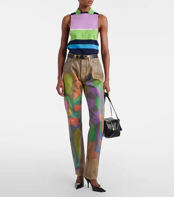 Versace Printed Straight Leg Jeans - Multicoloured