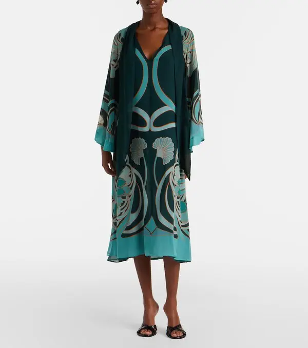 La DoubleJ Magnifico Printed Silk Twill Midi Dress