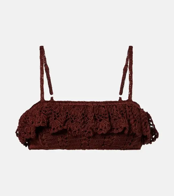 Anna Kosturova Crochet Cotton Bra Top - Brown