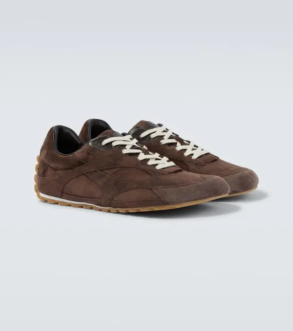 Bottega Veneta Orbit Flash Suede Sneakers - Brown