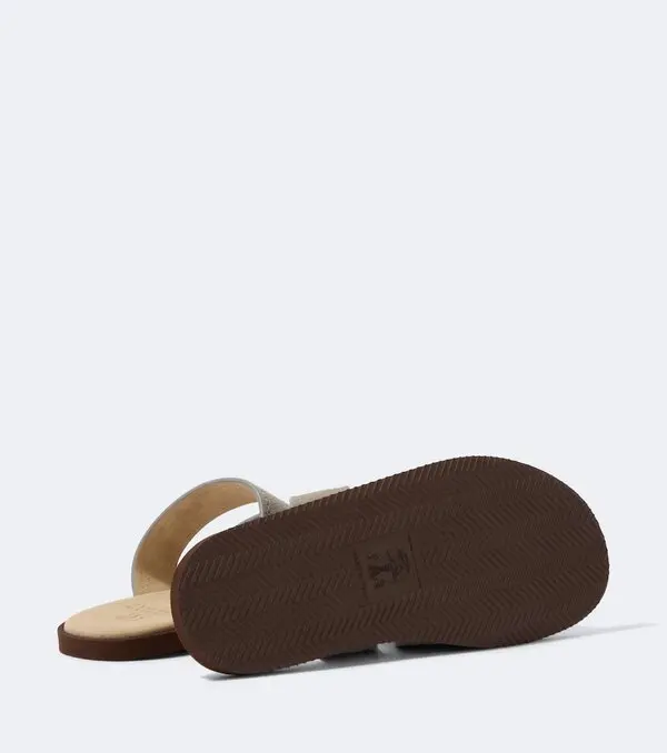 Brunello Cucinelli Suede Logo Sandals - Grey