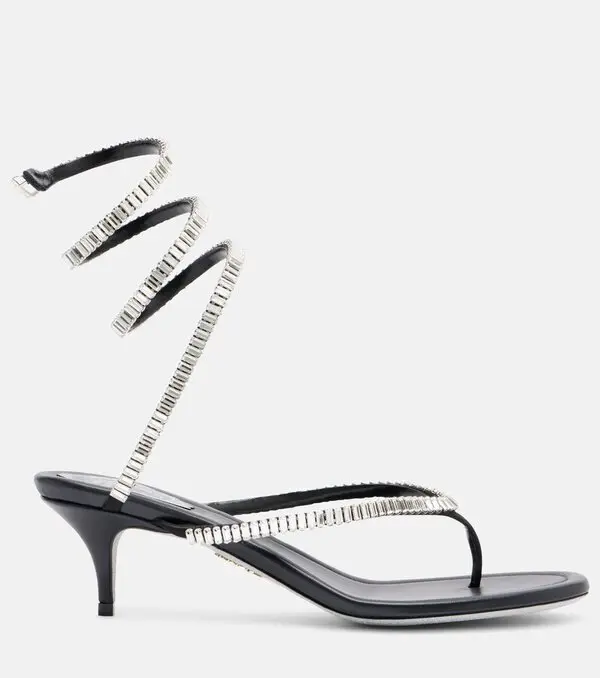 Rene Caovilla Embellished Satin Thong Sandals