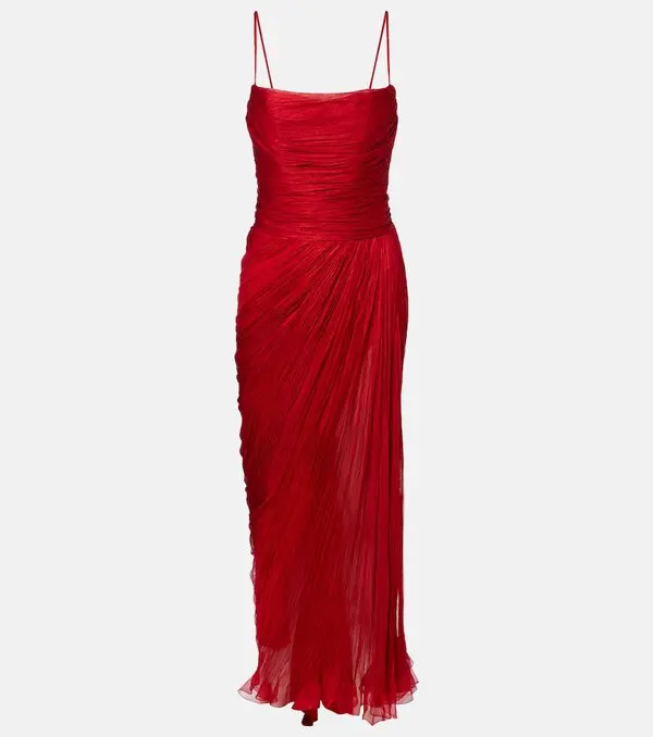 MARIA LUCIA HOHAN Draped Silk Muslin Gown - Red