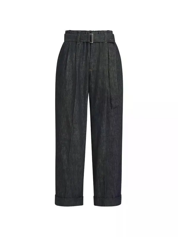 Brunello Cucinelli Cotton Denim-effect Twill Sartorial Trousers With Monili Embroidery - Blue