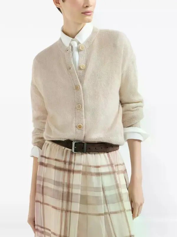 Brunello Cucinelli Mohair And Wool Cardigan With Monili