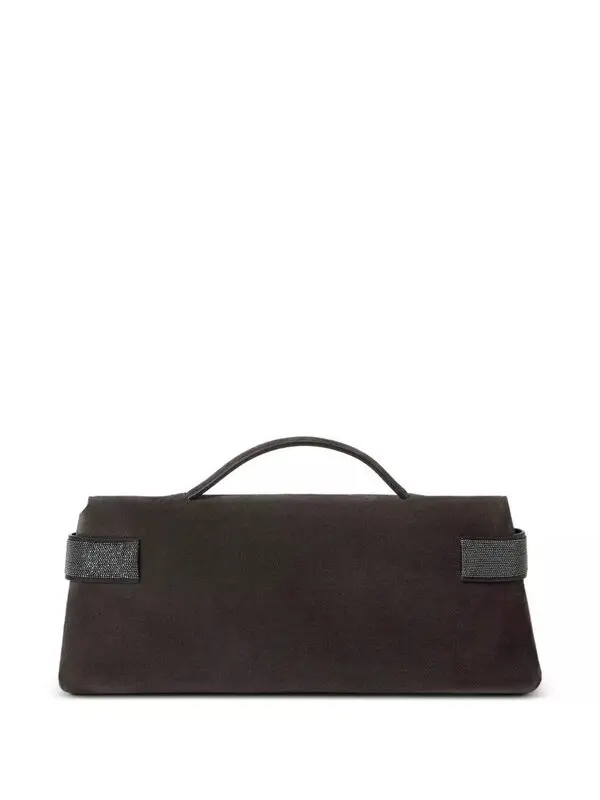 Brunello Cucinelli Suede Clutch Bag With Monili Inserts - Brown